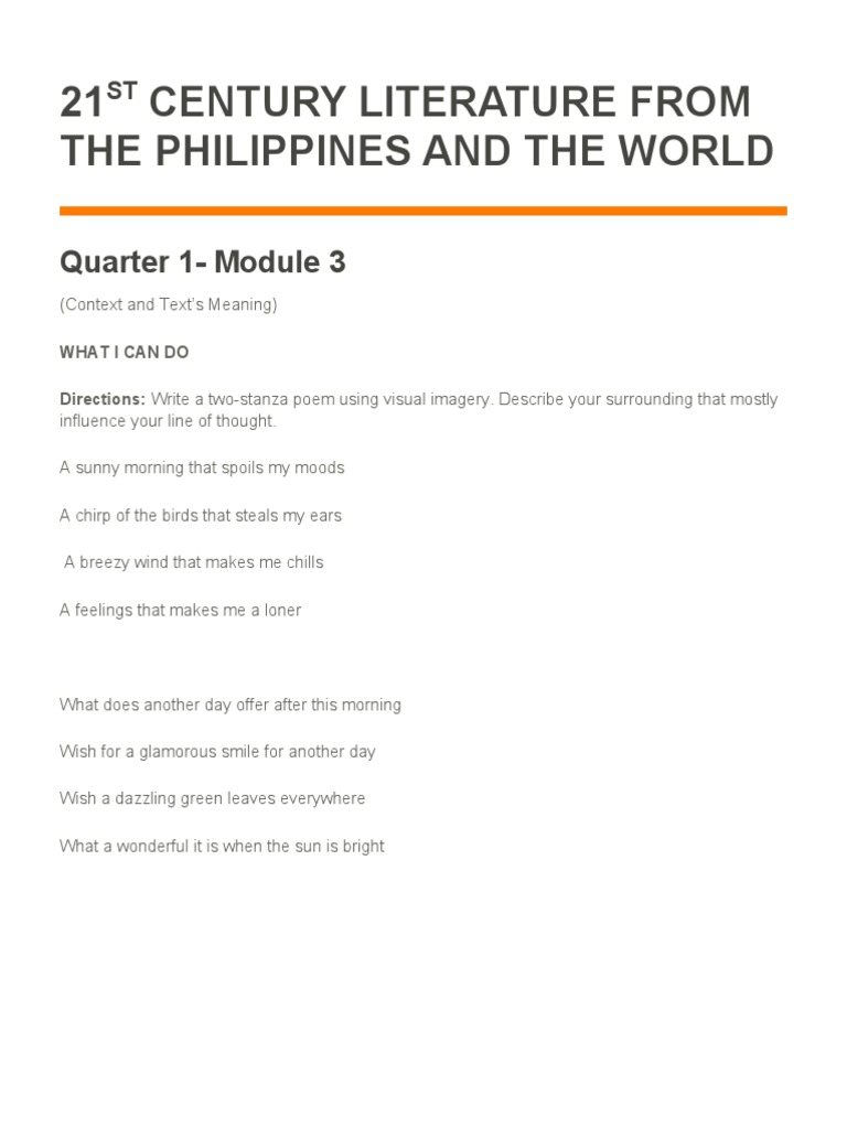 Two-Stanza Poem Using Visual Imagery | PDF