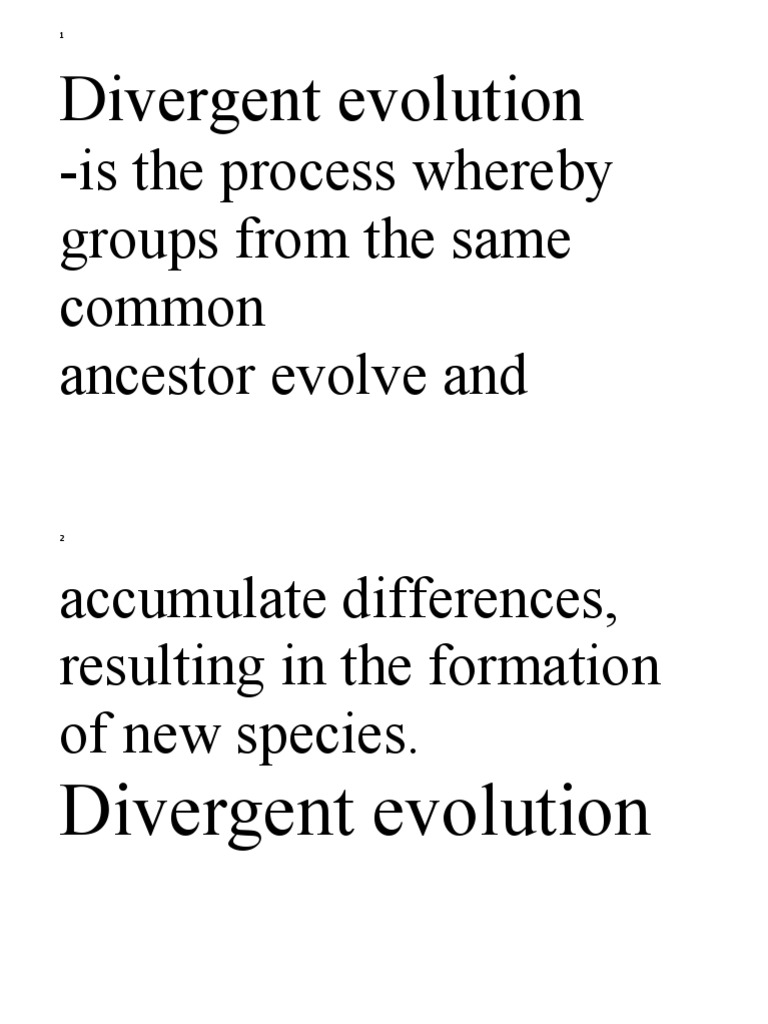 Divergent Evolution: - Is The Process Whereby Groups From The Same ...