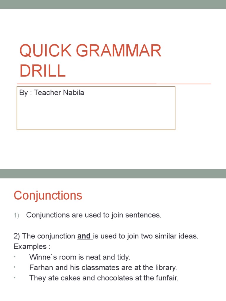Quick Grammar Drill: Conjunctions | PDF