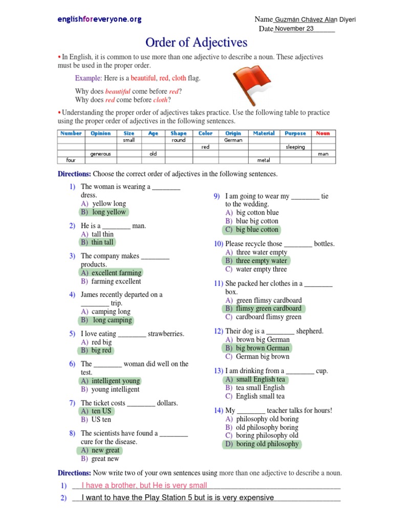 Order Of Adjectives Pdf : Adjective Order – TJHA