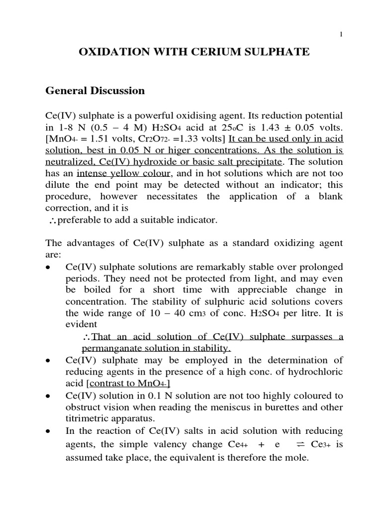 Ceric Ammonium Sulphate Standardization | PDF | Nitrite | Titration