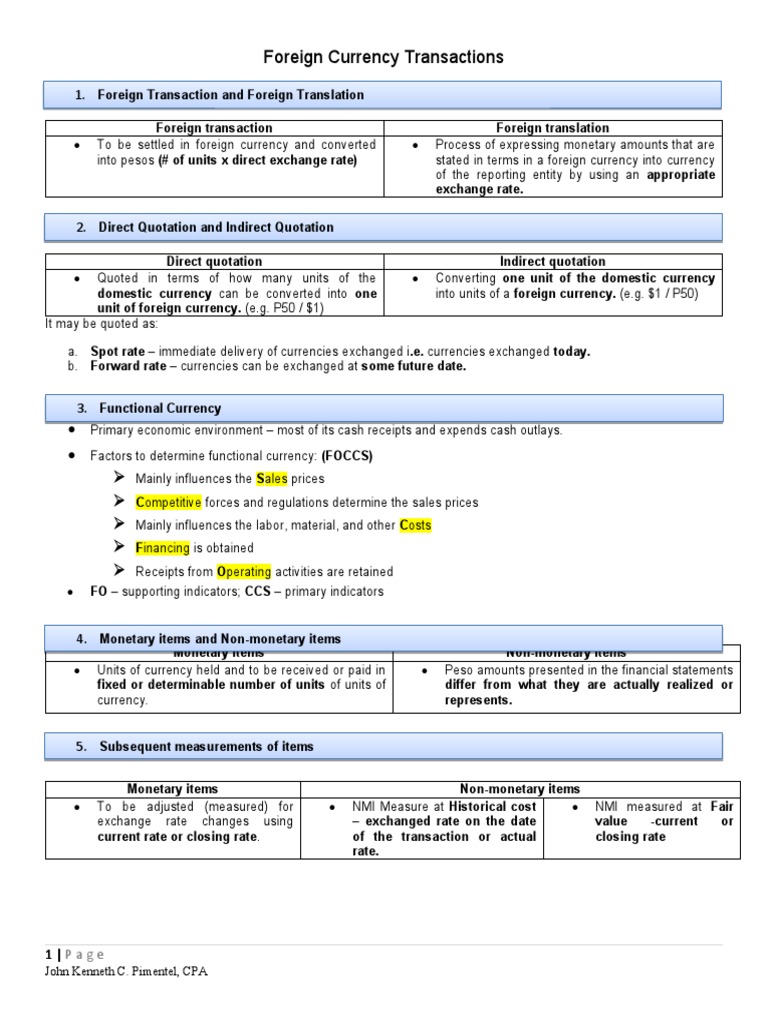 Foreign Currency Transactions and Translations | PDF | Cost Of Goods ...