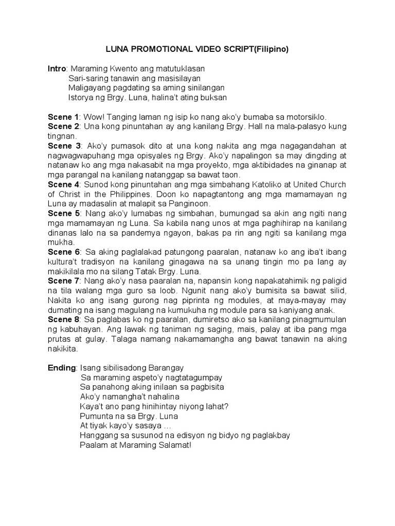 Luna Promotional Video Script | PDF
