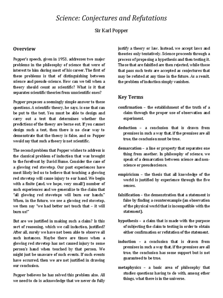Science: Conjectures and Refutations: Sir Karl Popper | PDF | Karl Popper | Pseudoscience