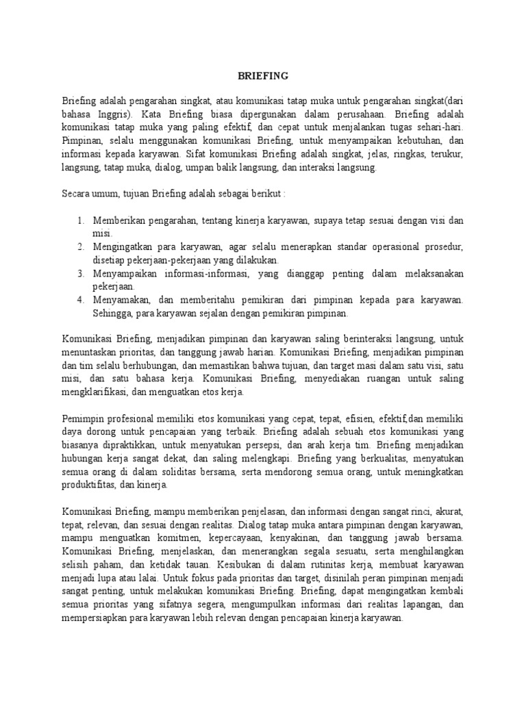 BRIEFING Materi | PDF