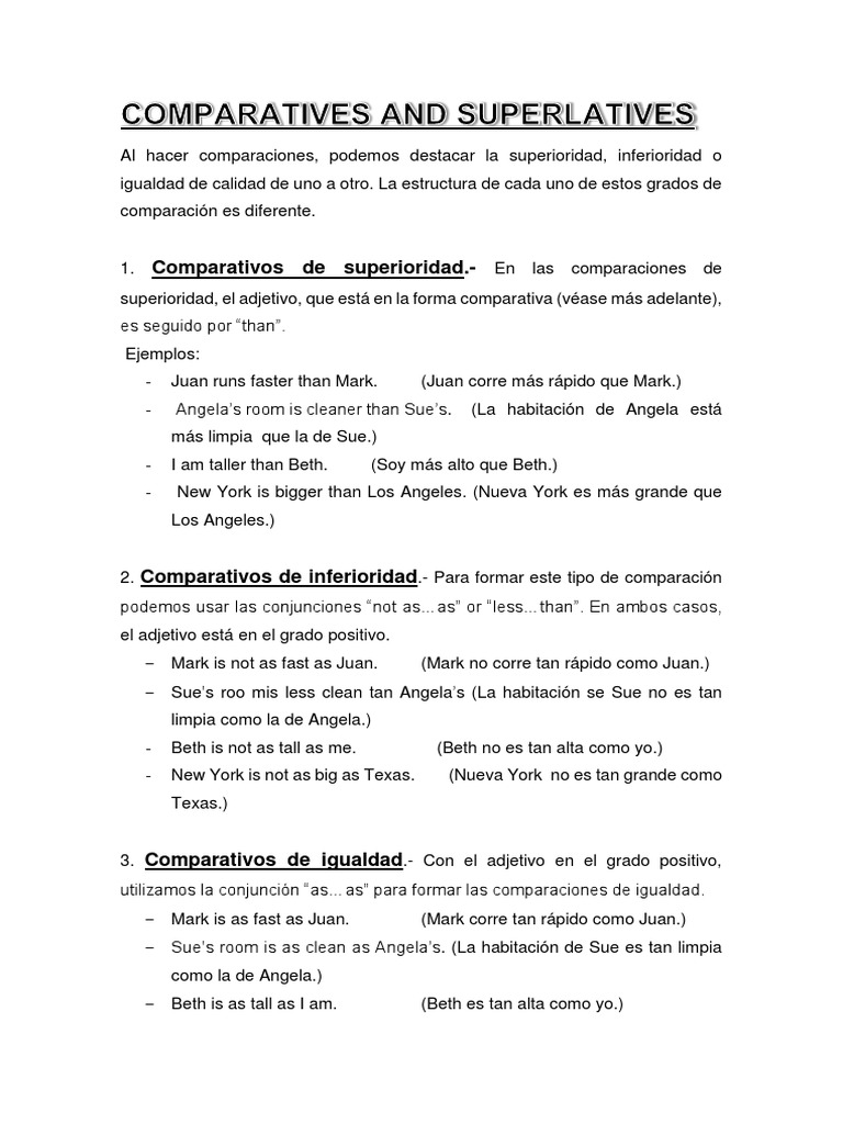 7 Comparatives and Superlatives | PDF | Gramática | Morfología