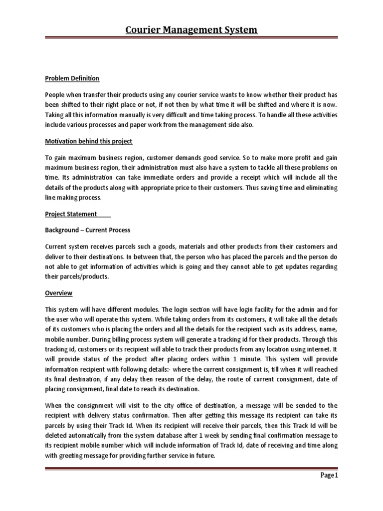 Courier Management System | PDF | Computing | Business