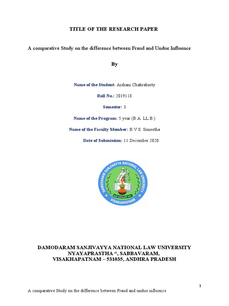 A Comparative Study On The Difference Between Fraud and Undue Influence ...