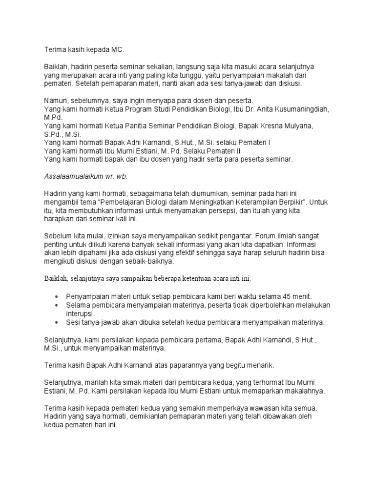 Teks Moderator (Contoh) | PDF