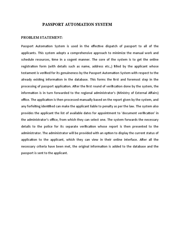 Passport Automation System Overview | PDF