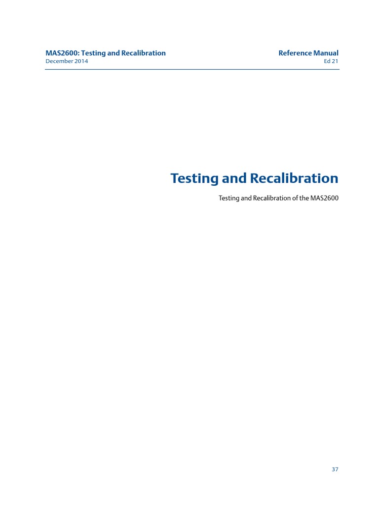 MAS2600: Testing and Recalibration Reference Manual | PDF | Calibration ...