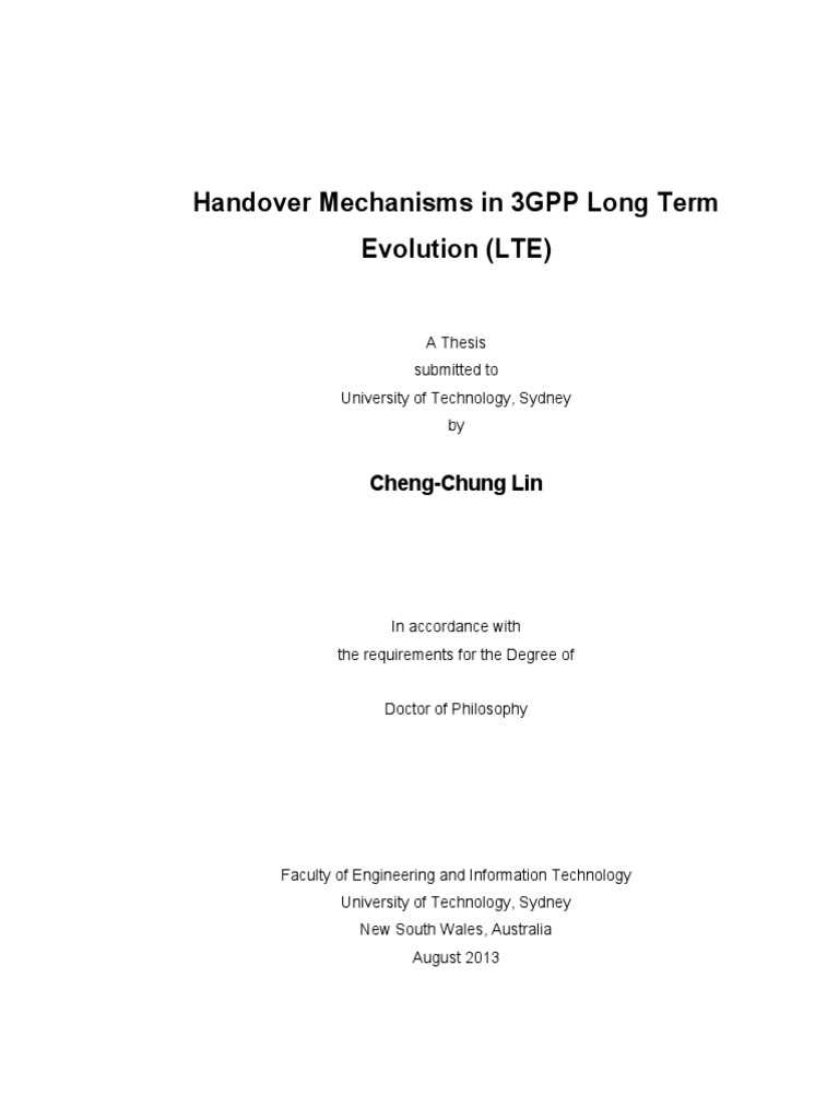 Handover Mechanisms in 3GPP Long Term Evolution (LTE) : Cheng-Chung Lin ...