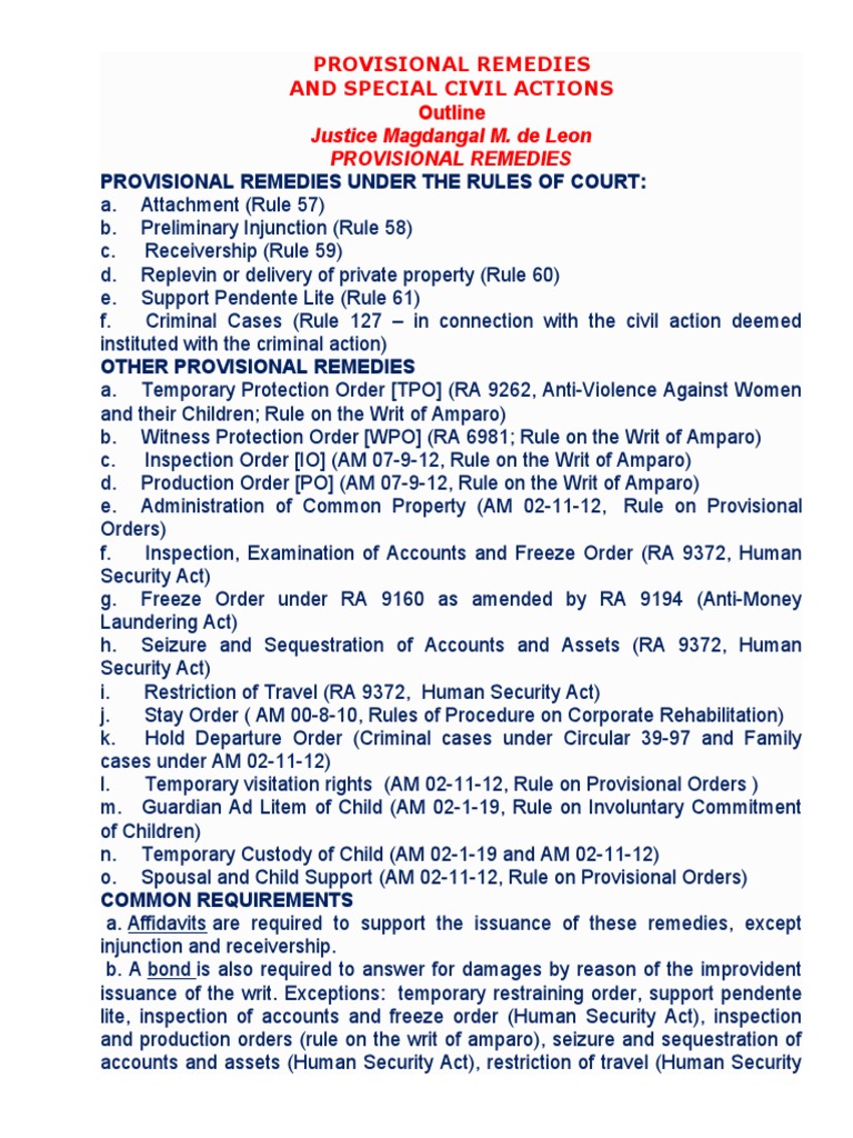 Provisional Remedies in Criminal Cases | PDF | Writ Of Prohibition ...
