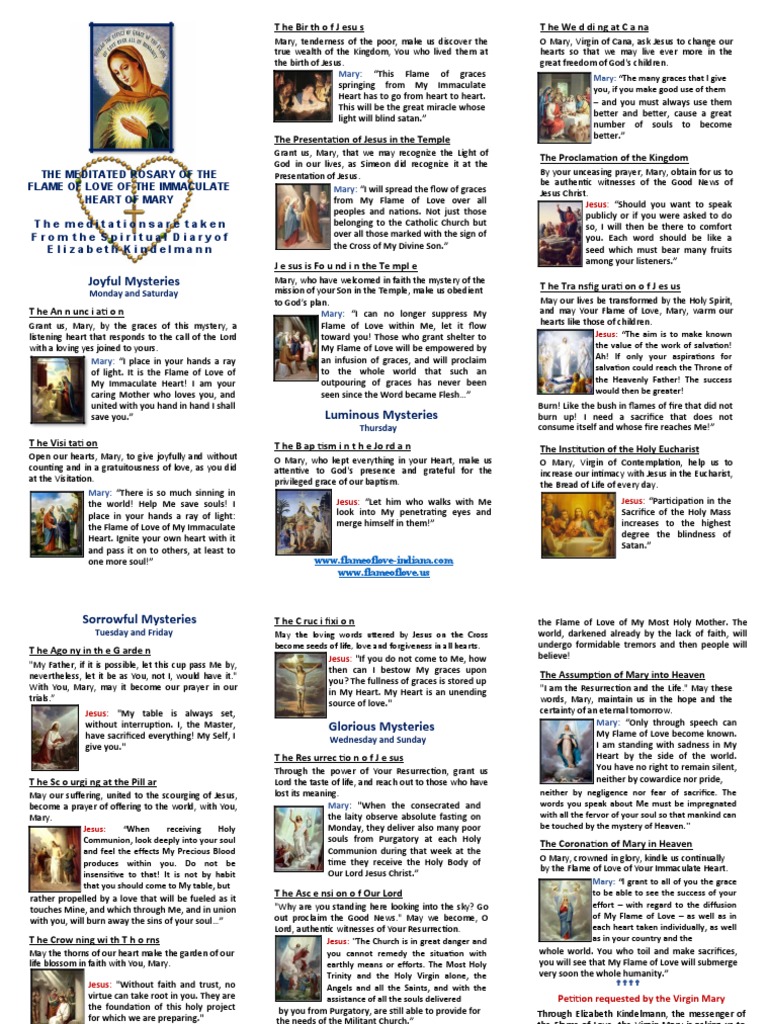 Flame of Love Meditated Rosary | PDF | Mary, Mother Of Jesus | Grace In ...