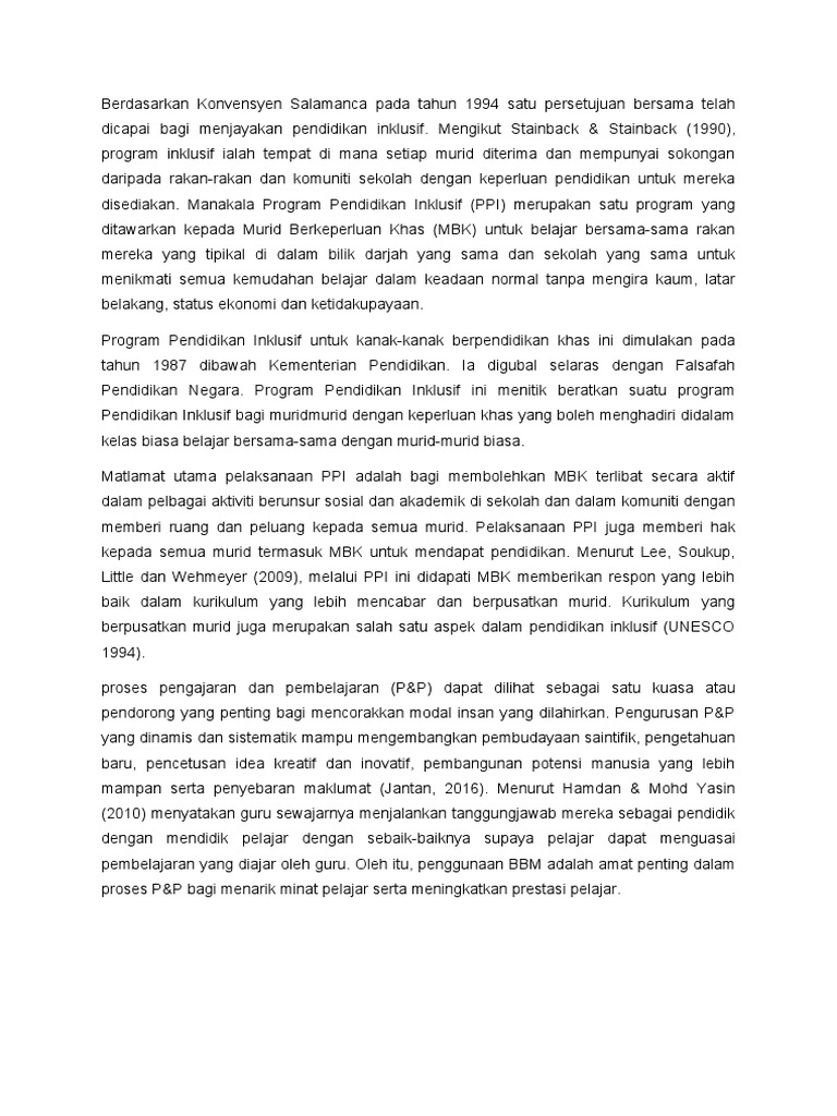 Pendidikan Inklusif Maksud | PDF