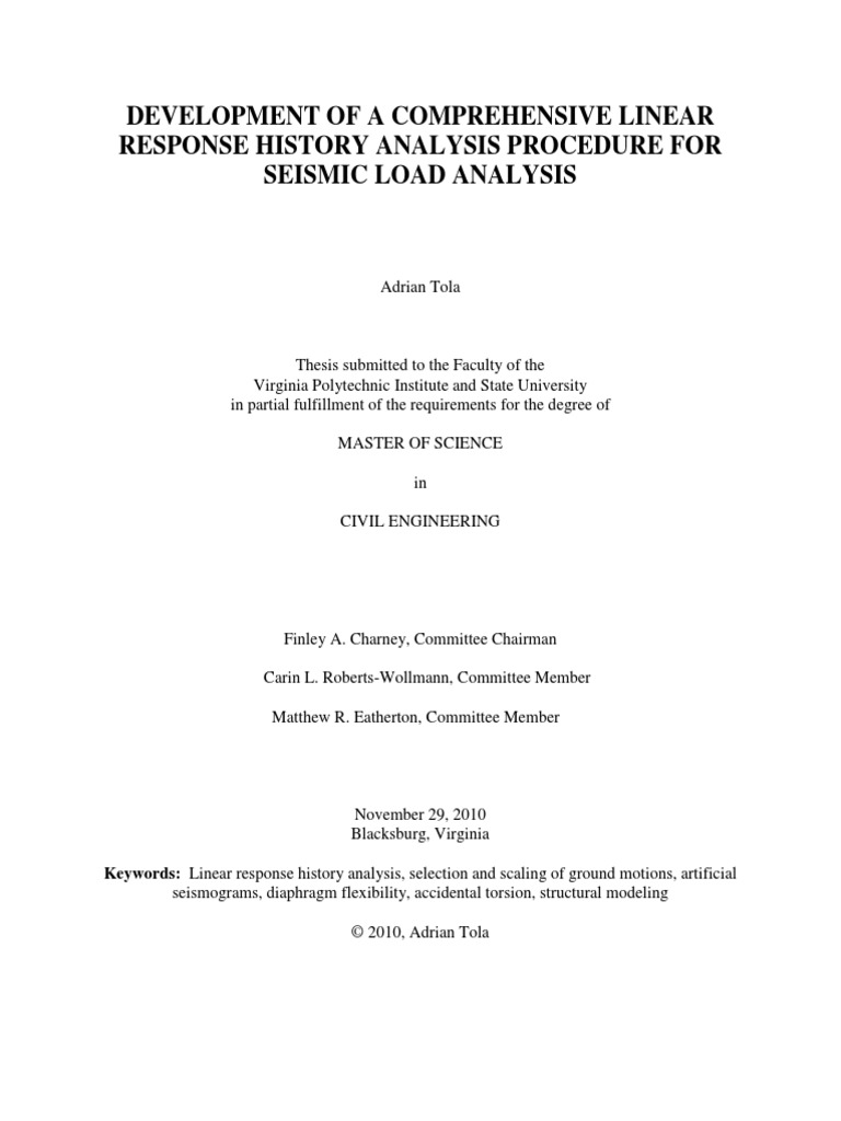 13 Development Of A Comprehensive Linear Response History Analysis