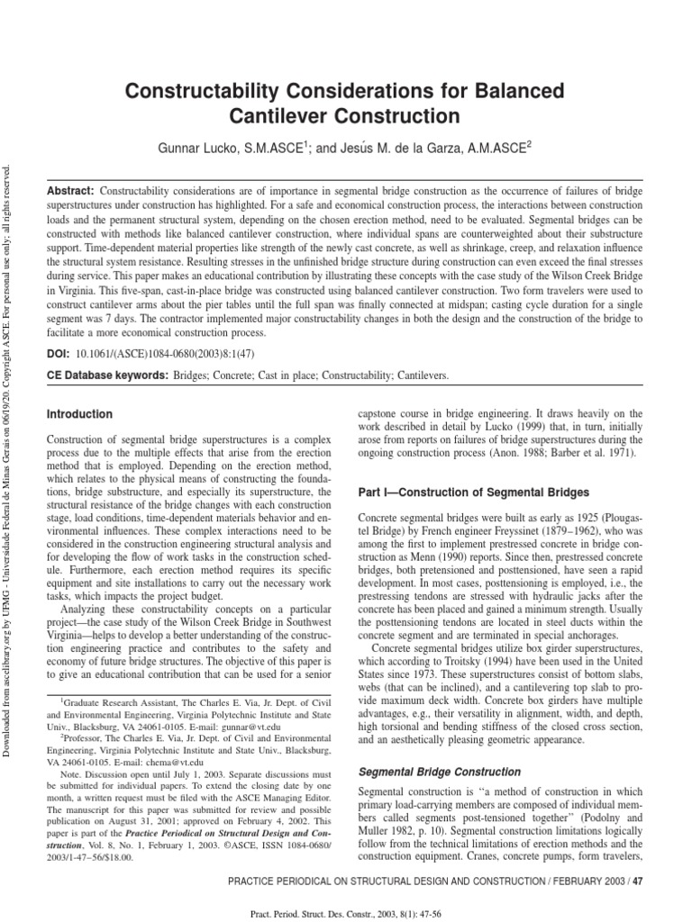 2 - Constructability Considerations For Balanced Cantilaver Construction | PDF | Prestressed ...
