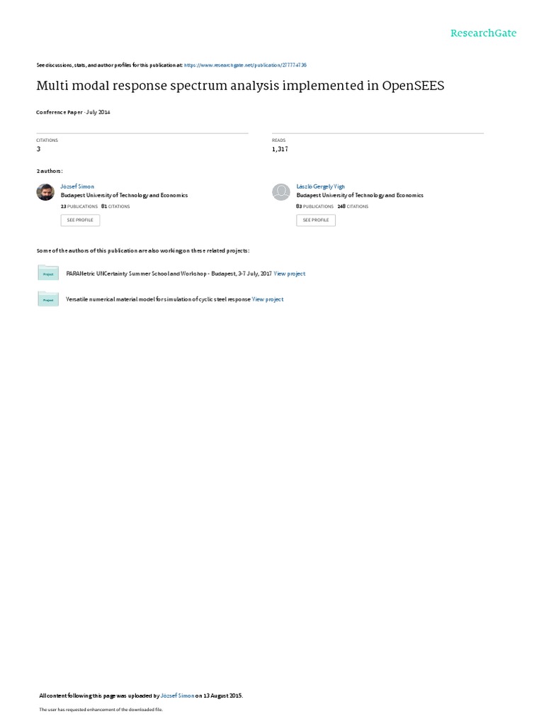 Multi Modal Response Spectrum Analysis Implemented in Opensees | PDF | Eigenvalues And ...