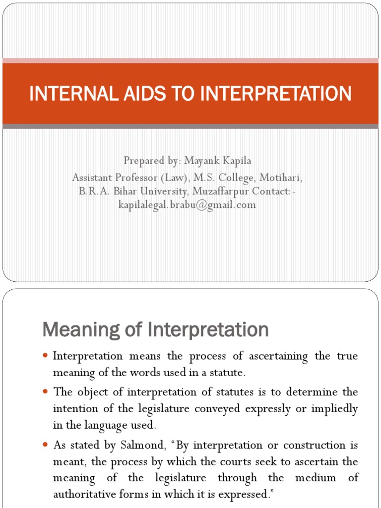 Internal Aids To Interpretation - 0 | PDF | Statutory Interpretation ...