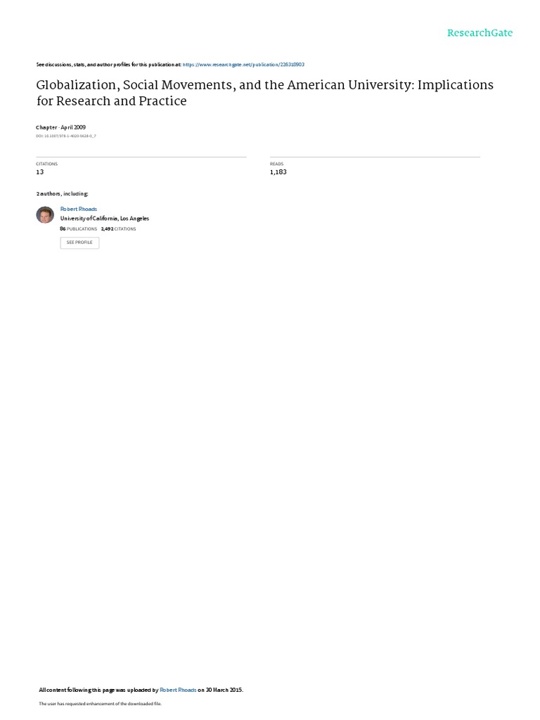 Globalization, Social Movements, and The American University ...