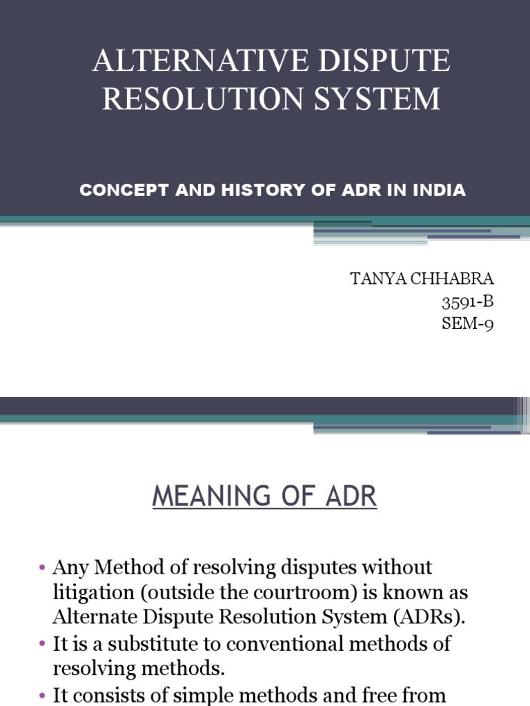Alternative Dispute Resolution System: Concept and History of Adr in India | PDF | Alternative ...