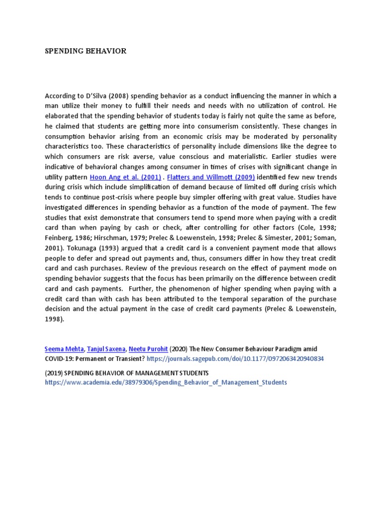 Spending Behavior | PDF