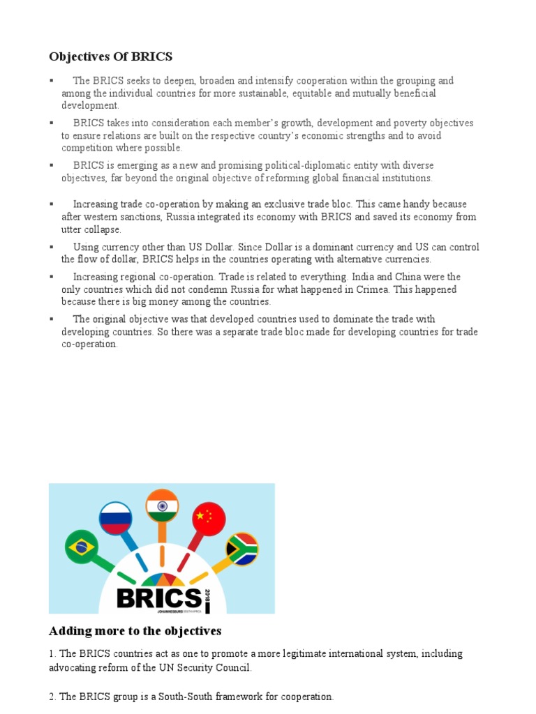 Objectives of BRICS | PDF