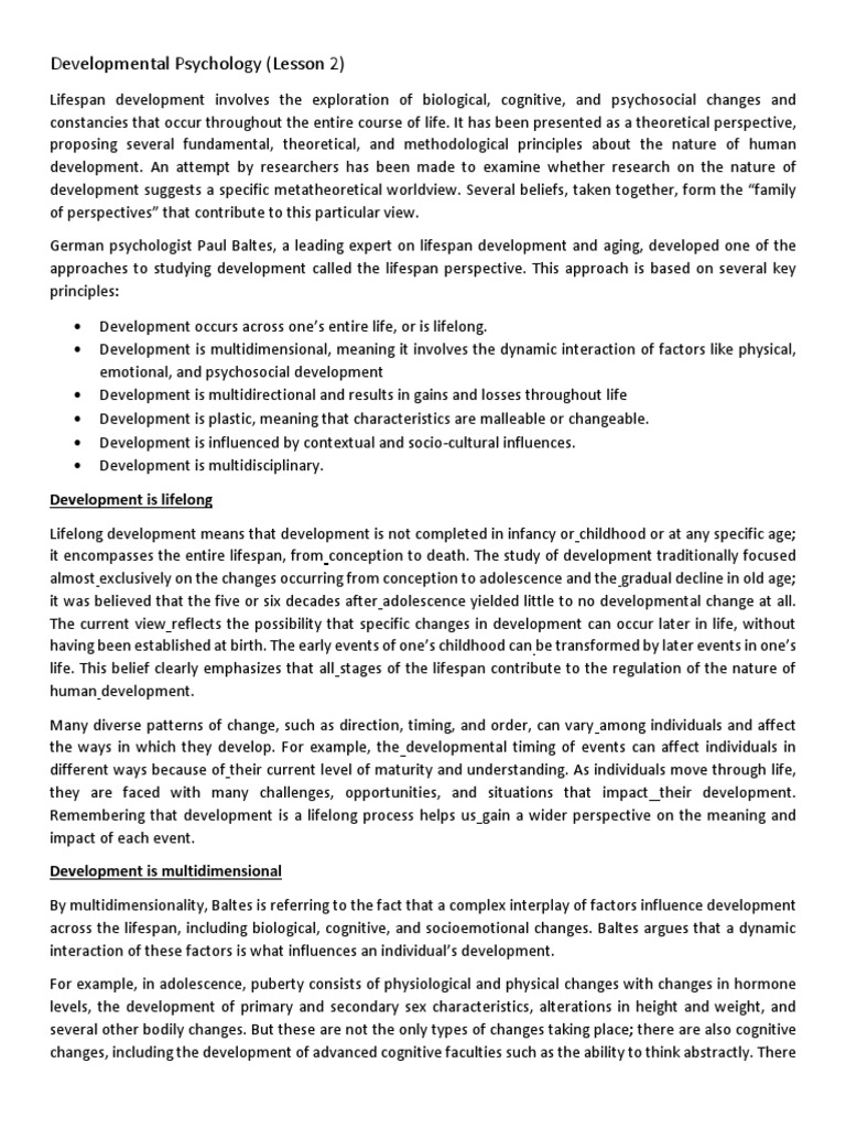 Developmental Psychology (Lesson 2) : Development Is Lifelong | PDF ...