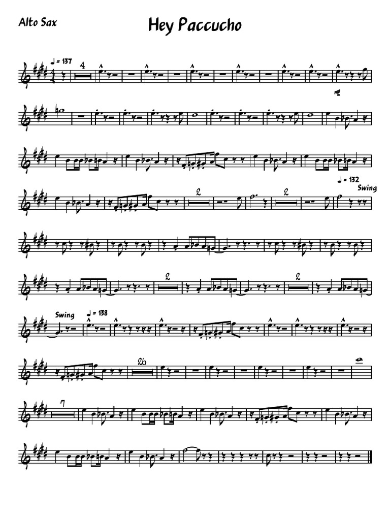 Hey Pachuco - The Royal Crown Revue-Alto Sax | PDF | Woodwind ...