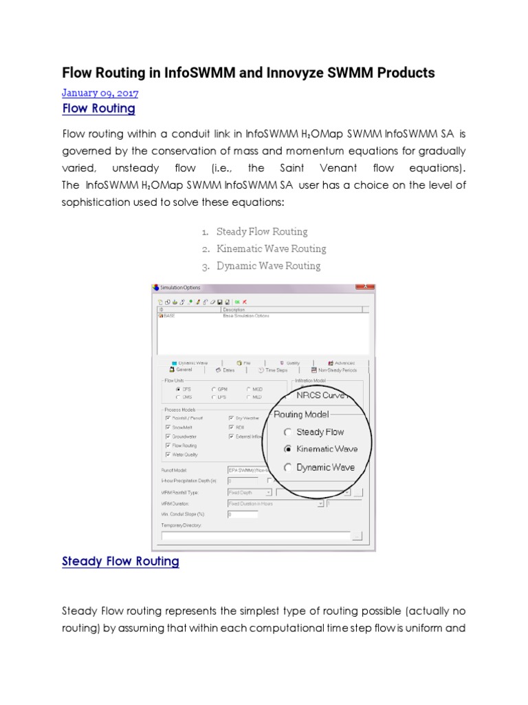 Flow Routing in InfoSWMM | PDF | Fluid Dynamics | Fluid Mechanics
