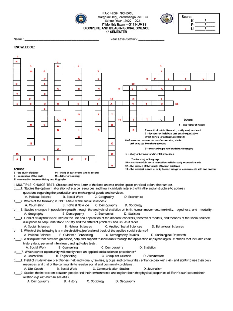 Understanding Social Sciences: An Analysis of a Grade 11 Social Science ...