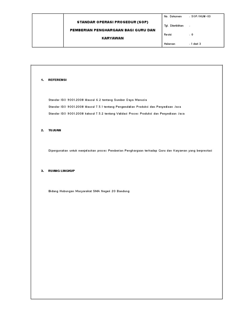 SOP HUMAS 03 Penghargaan | PDF
