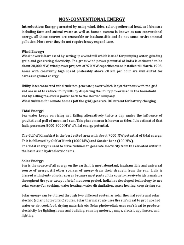 Non-Conventional Energy: Introduction: Energy Generated by Using Wind ...