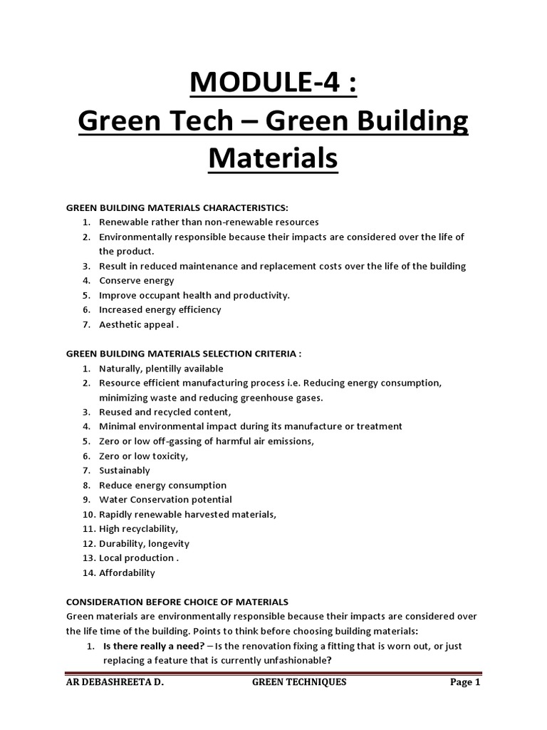 Green Building Materials: Exploring the Environmental and Performance ...