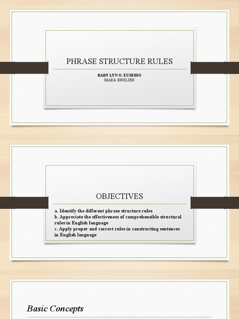 Phrase Structure Rules: A Summary of the Basic Grammatical Structures in English | PDF | Phrase ...