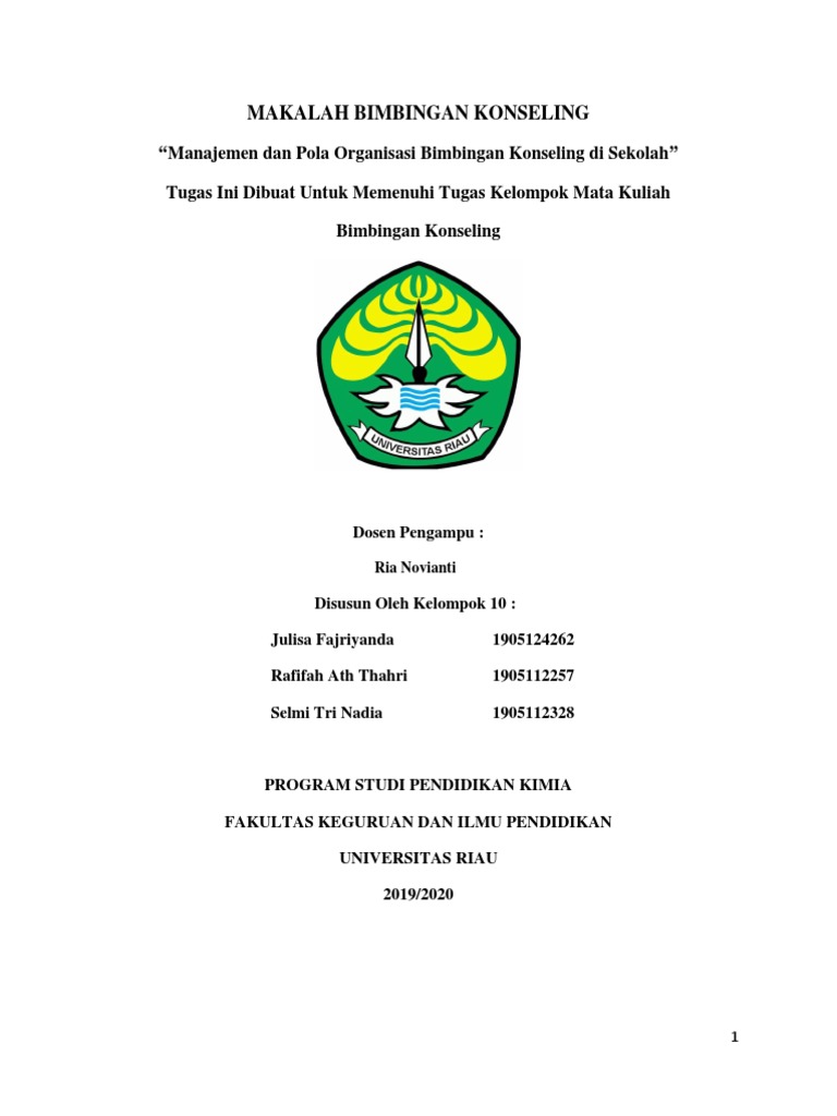 Makalah Bimbingan Konseling Kelompok 10 | PDF