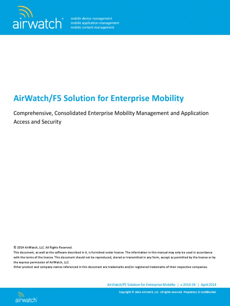 Airwatch/F5 Solution For Enterprise Mobility | PDF | Virtual Private ...