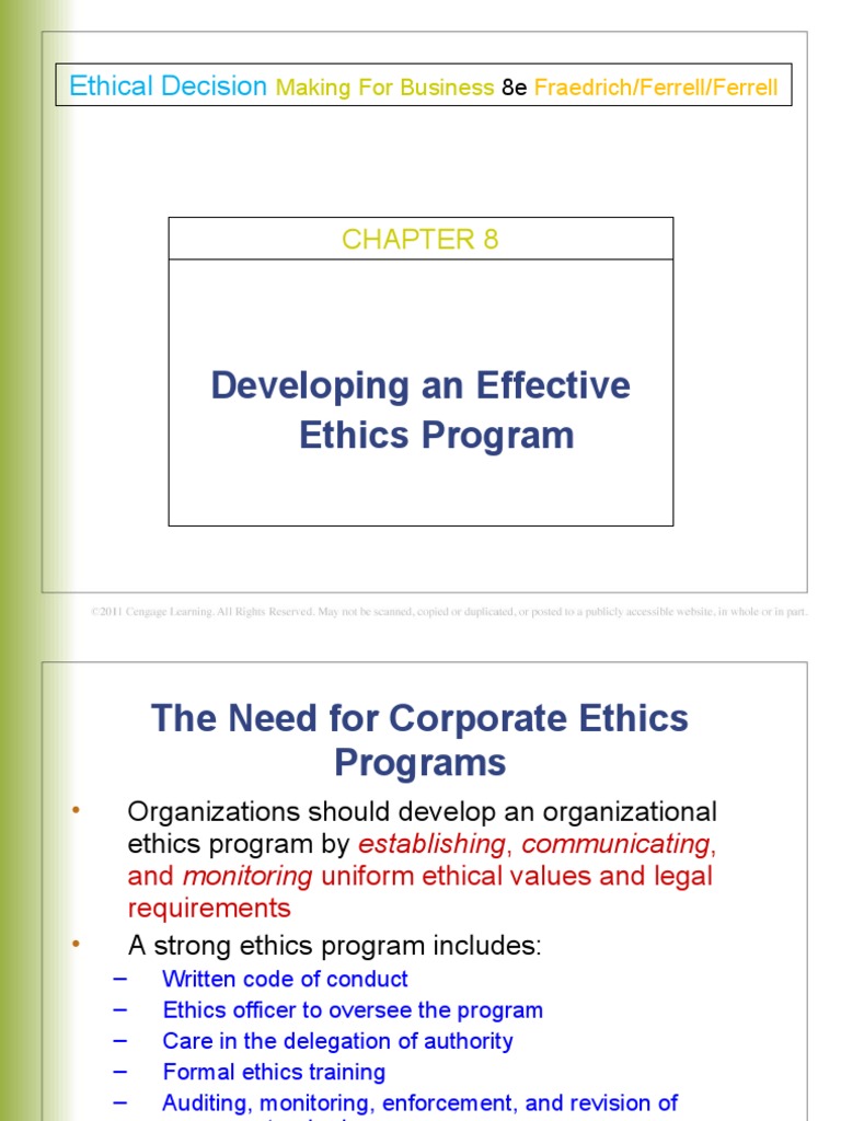 Developing An Effective Ethics Program: Ethical Decision | PDF | Audit ...
