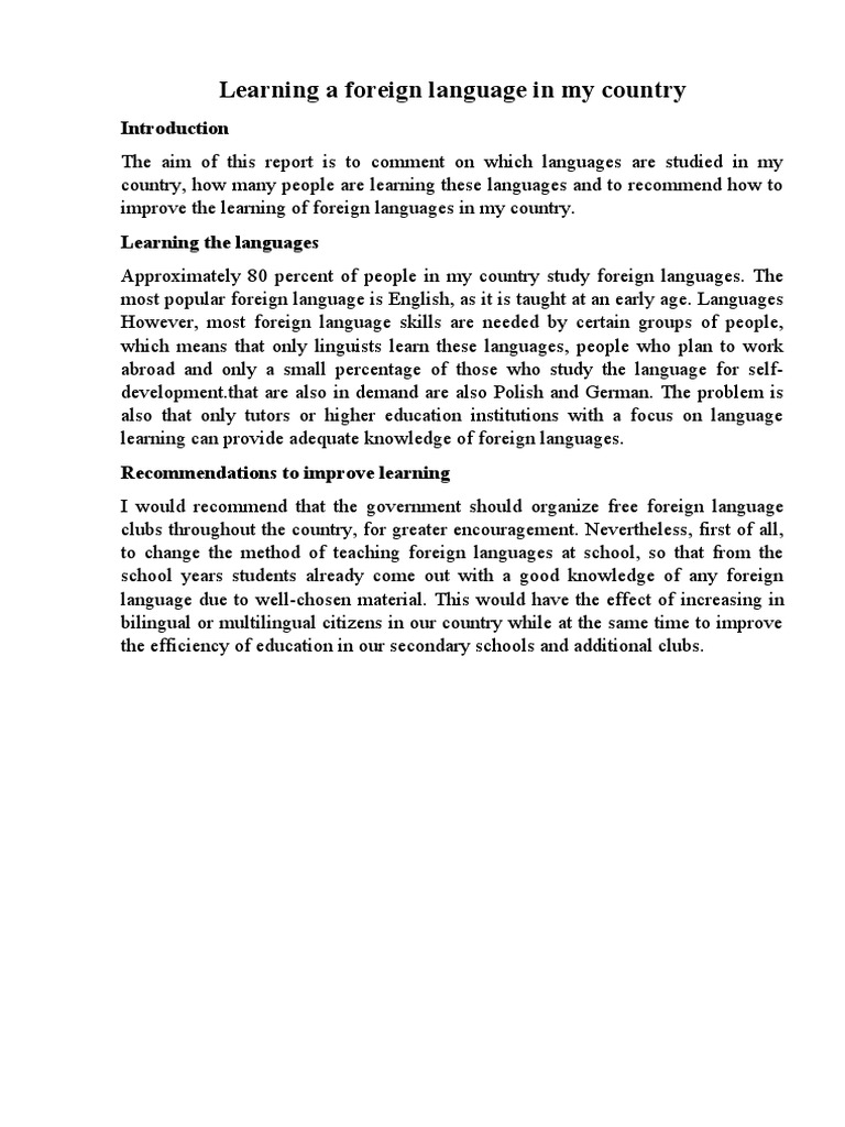 Learning A Foreign Language in My Country | PDF | Career & Growth ...