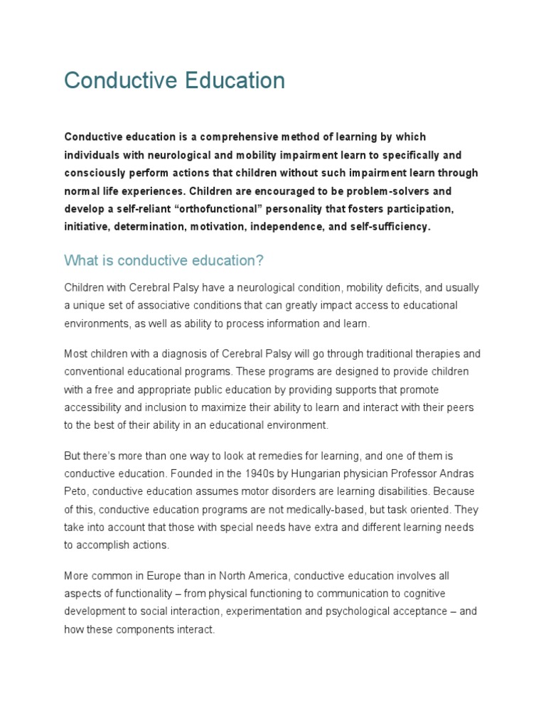 What Is Conductive Education? | PDF