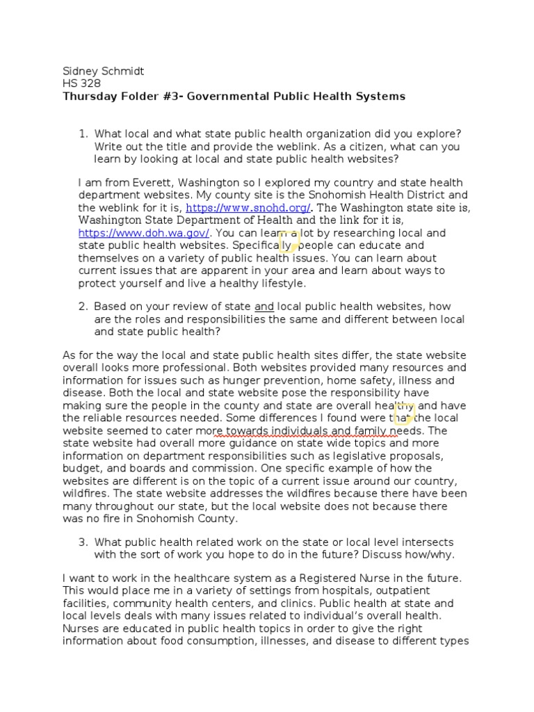 Thursday Folder #3-Governmental Public Health Systems | PDF | Patient ...