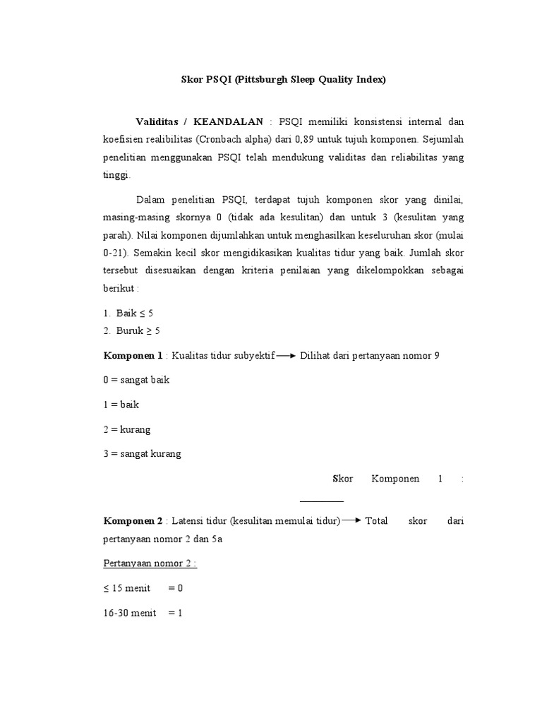 Skoring Psqi | PDF