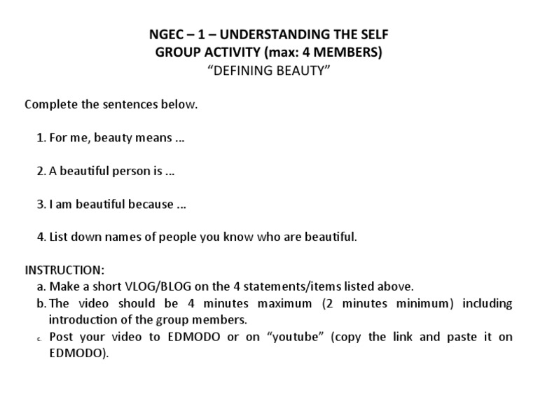 Ngec1 Group Activity For Chap 4 | PDF | Self-Improvement