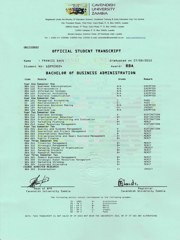 Transcript BBA PDF | PDF | Educational Stages | Economies