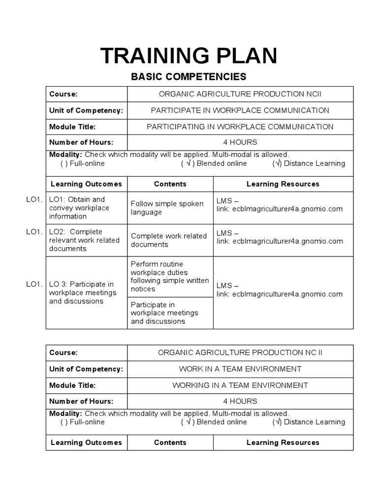 Training Plan Oap Final | PDF | Compost | Educational Technology