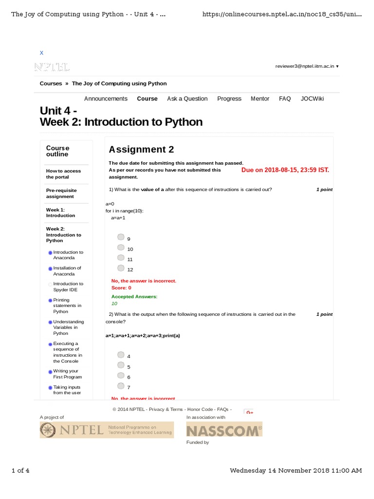 Noc18 cs35 Assignment3 | PDF | Control Flow | Python (Programming Language)