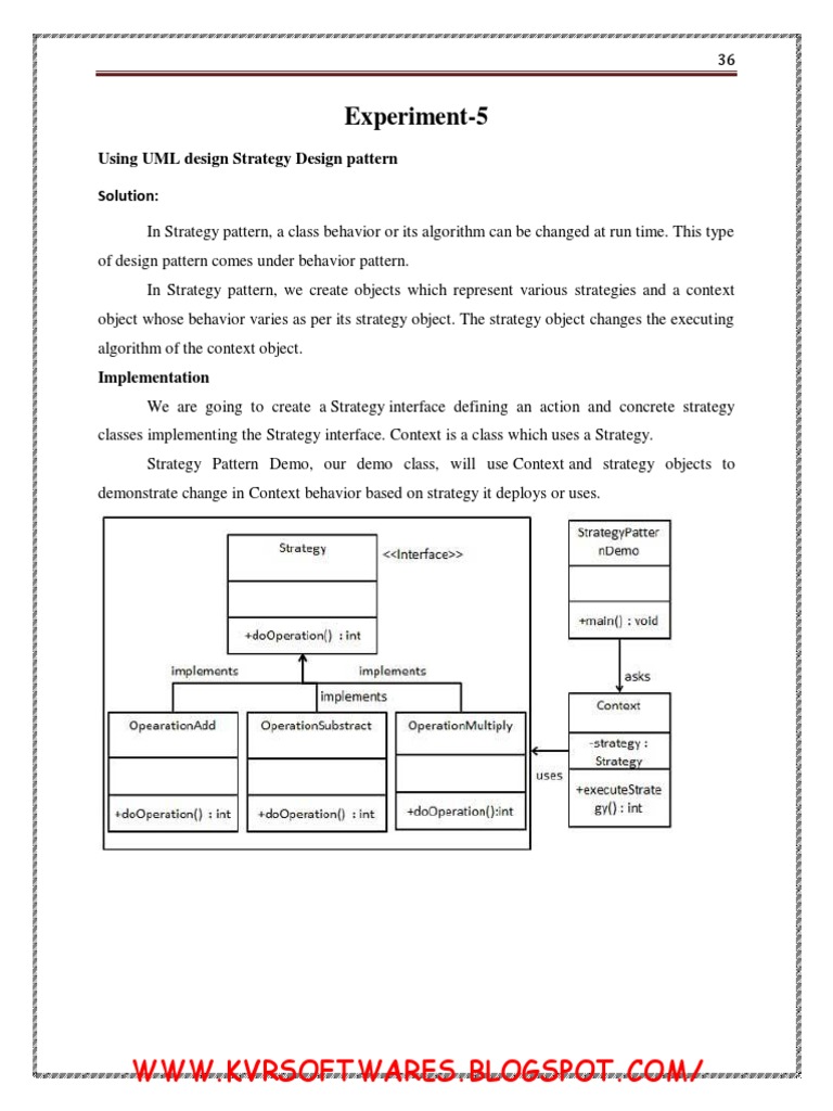 UML Strategy Design Pattern Explained | PDF