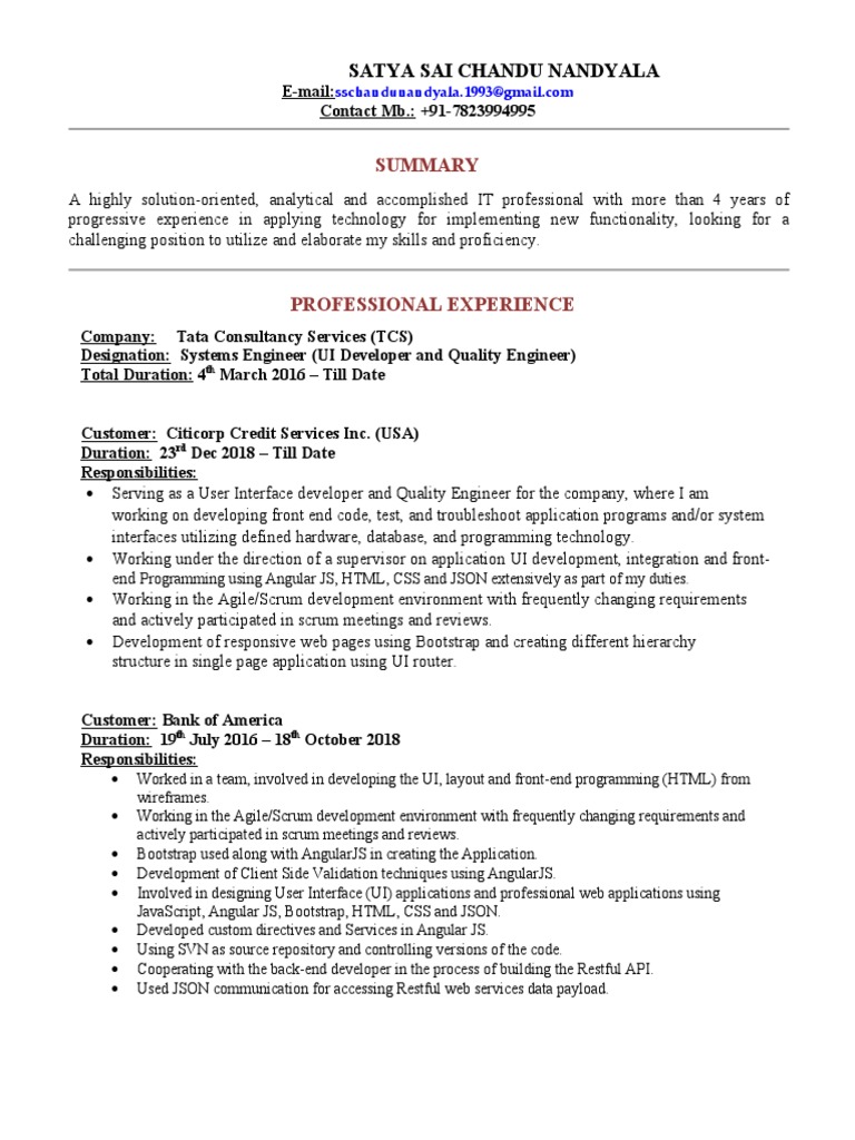 Satya Sai Chandu Nandyala | PDF | Angular Js | Bootstrap (Front End Framework)