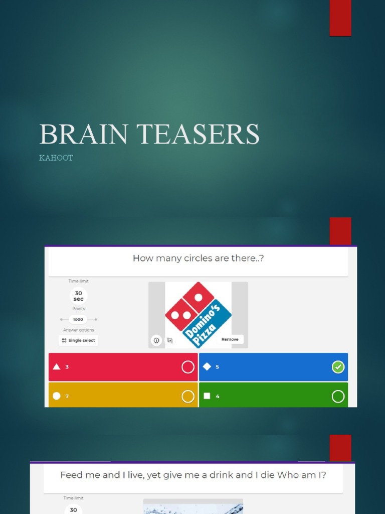 Brain Teasers: Kahoot | PDF