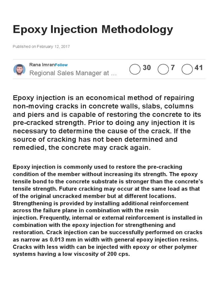 Epoxy Injection Method for Concrete Repair | PDF | Epoxy | Fracture